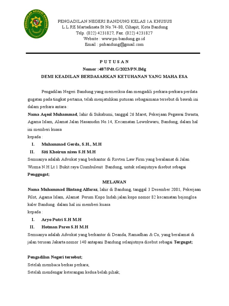 Putusan Akhir Acara Perdata | PDF