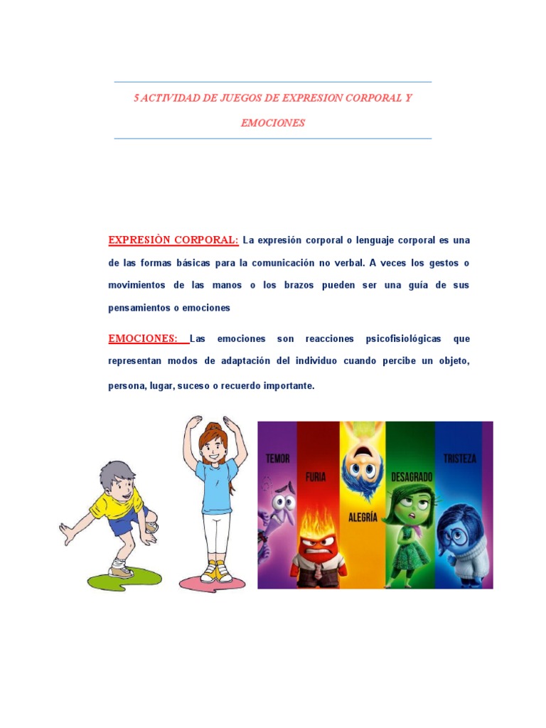 5 Actividad de Juegos de Expresion Corporal y Emociones | PDF | Las ...