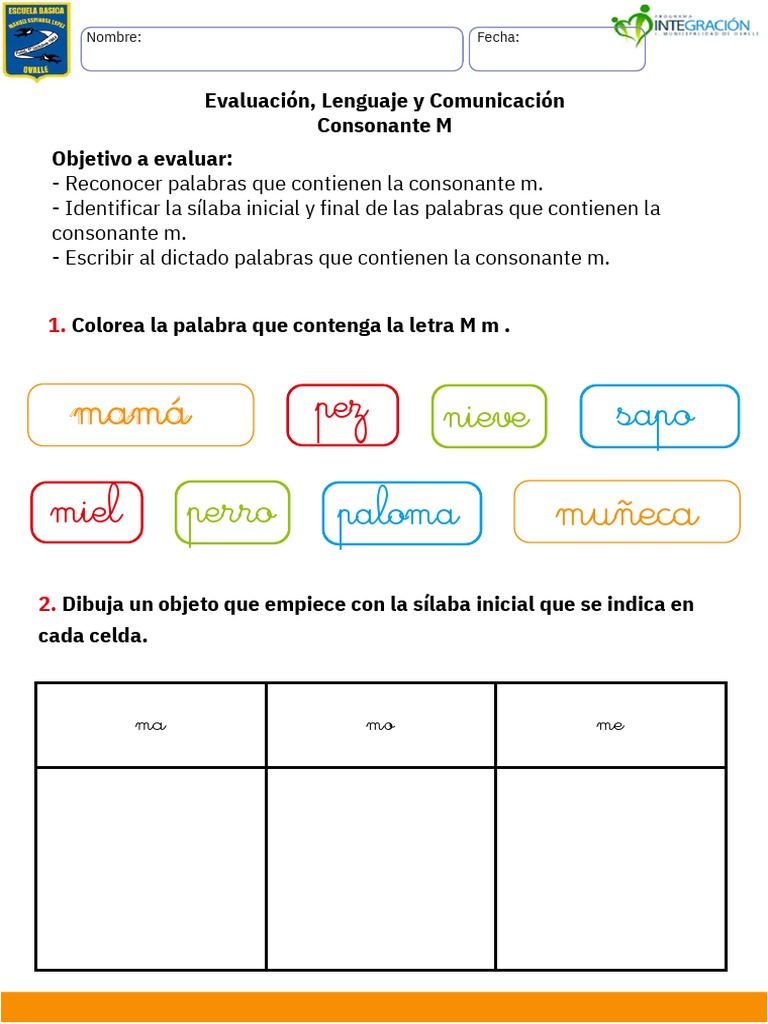 Evaluación Letra M M | PDF