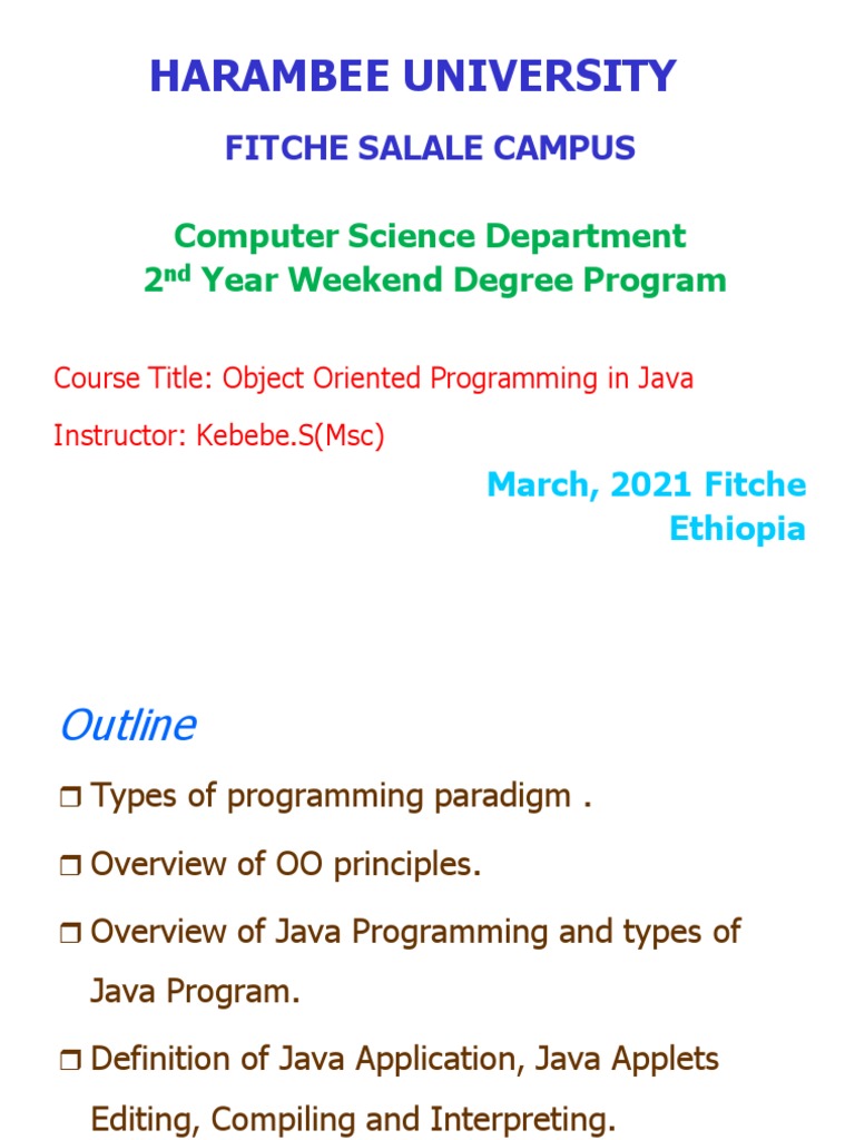 Oop Lecture 1 Pdf Java Programming Language Object Oriented 7728