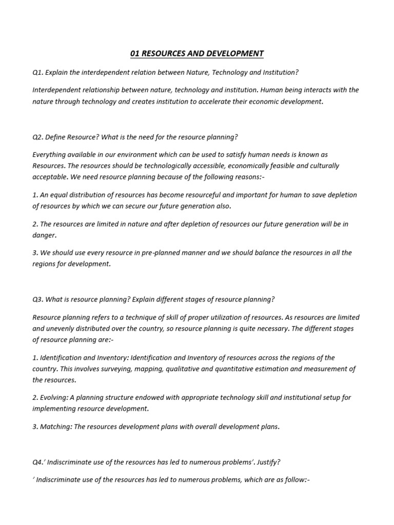 01-Resource and Development (Part-01) | PDF | Sustainable Development | Sustainability