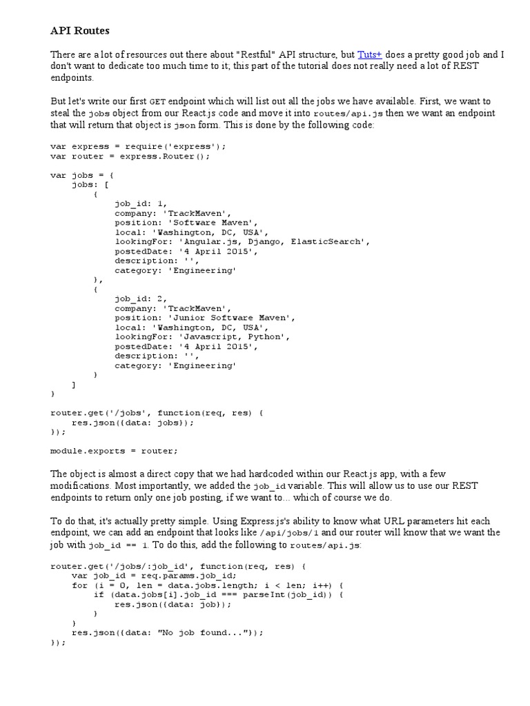 API Routes | PDF | Computer Programming | Software Development
