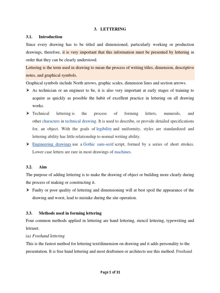 Lettering, Scale and Layout - To DENT | PDF | Length | Drawing