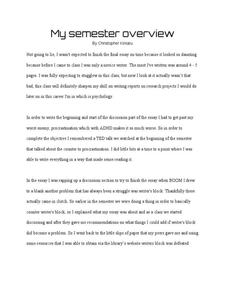 My Semester Overview | PDF