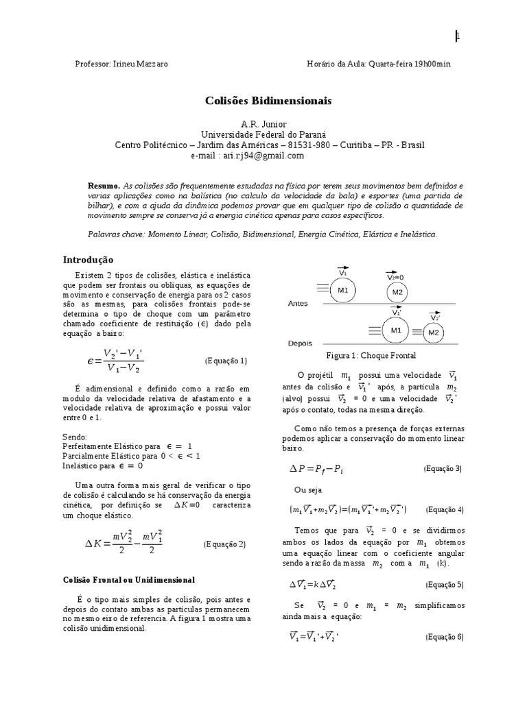 2° Relatório de Fisica Básica Experimental | PDF | Colisão | Iniciativa/Conjuntura