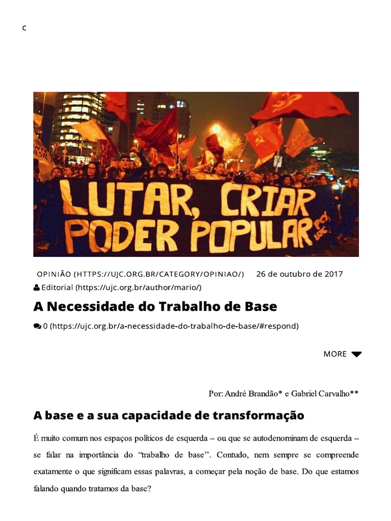 A Necessidade Do Trabalho de Base - UJC | PDF
