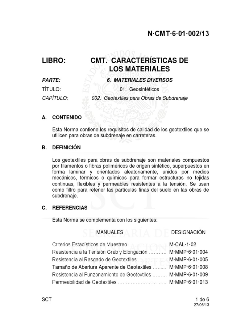 N CMT 6 01 002 13 | PDF | Materiales