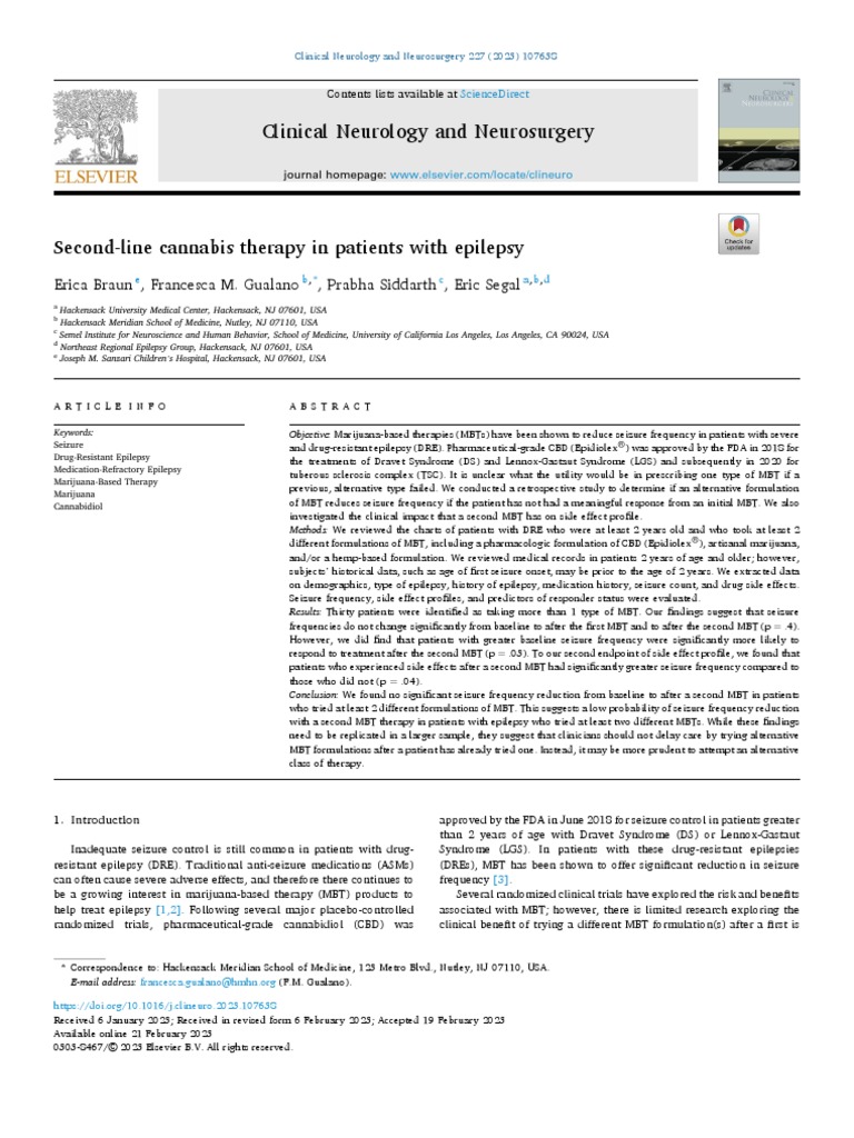 Clinical Neurology and Neurosurgery: Erica Braun, Francesca M. Gualano ...