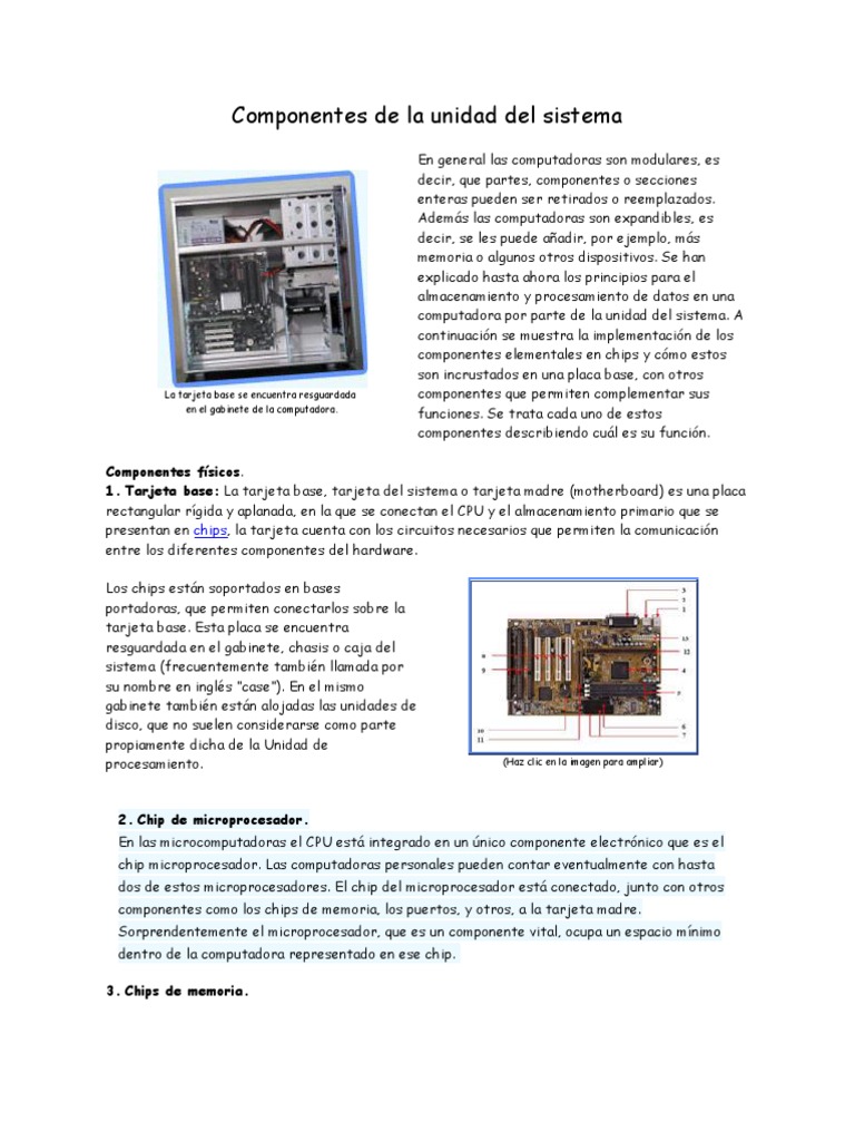Componentes de La Unidad Del Sistema | PDF | Memoria del ordenador ...