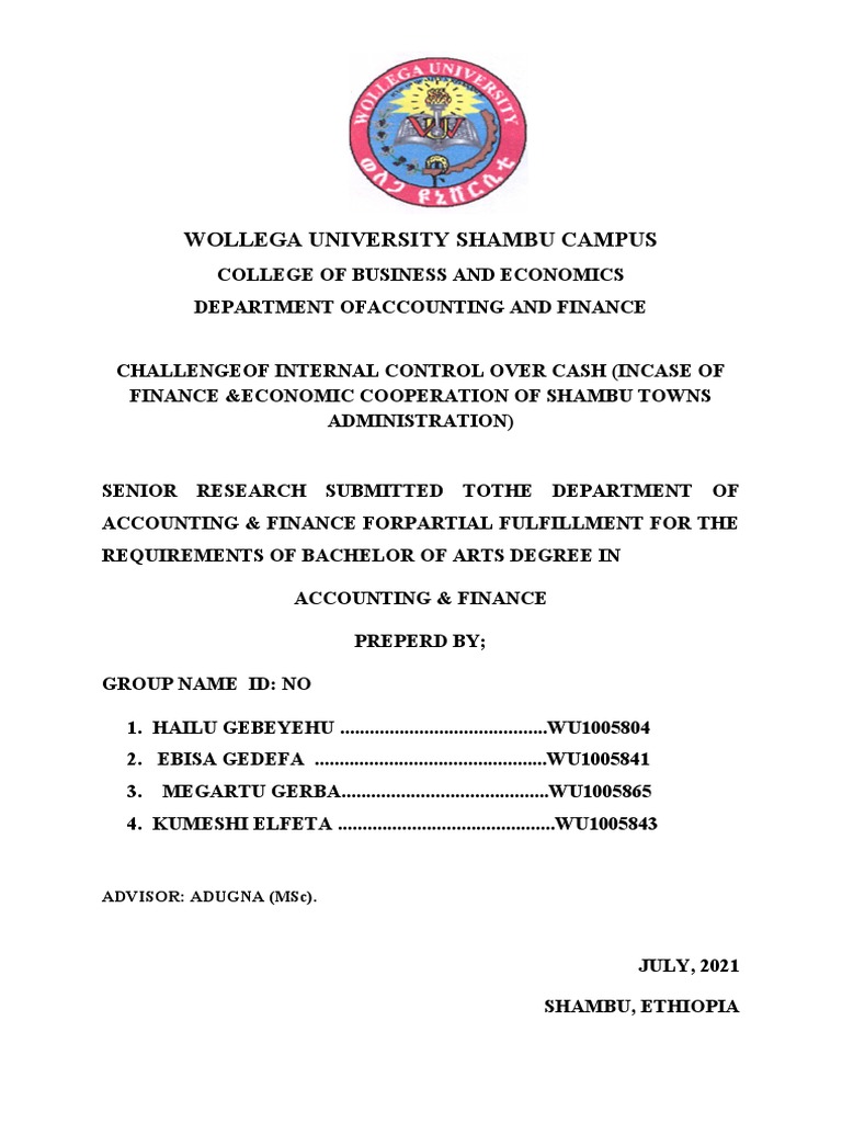 Wollega University Shambu Campus: Advisor: Adugna (MSC) | PDF ...