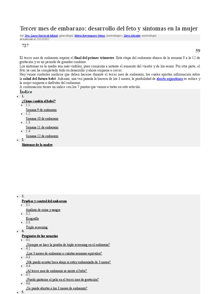 3er. Mes de Embarazo | PDF | El embarazo | Feto