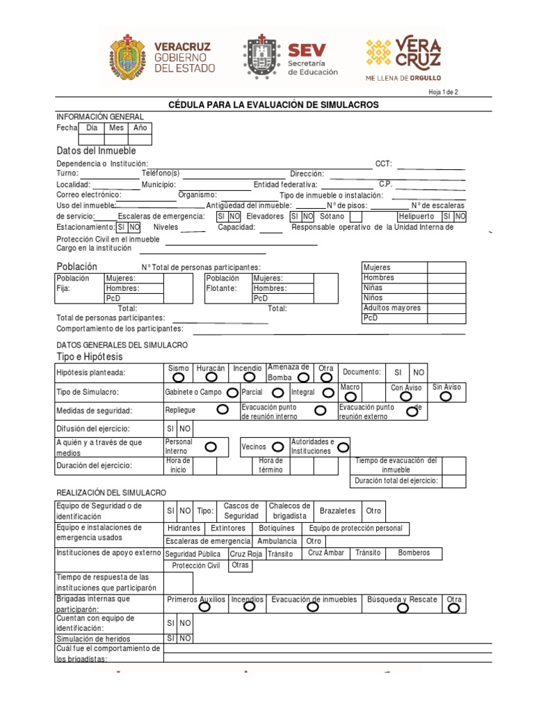 ANEXO CEDULA EVALUACIÓN SIMULACROS - PDF | PDF