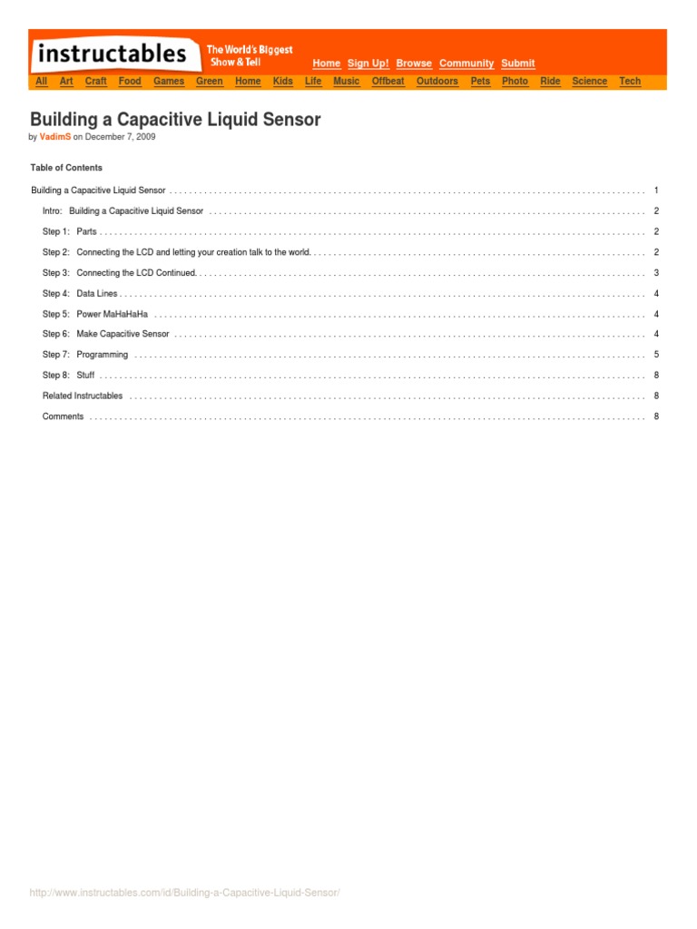 Building A Capacitive Liquid Sensor | PDF | Physical Sciences | Electrical Engineering