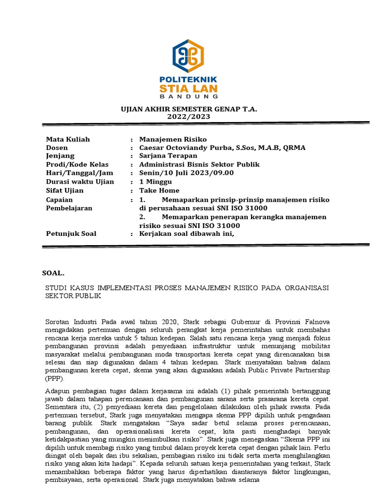 Raissa Armilda - UAS Manajemen Risiko | PDF