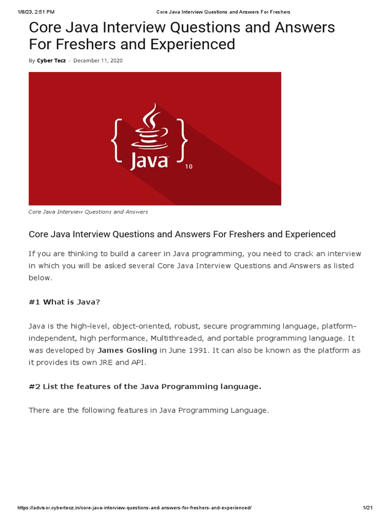 Core Java Interview Questions and Answers For Freshers | PDF | Method (Computer Programming ...