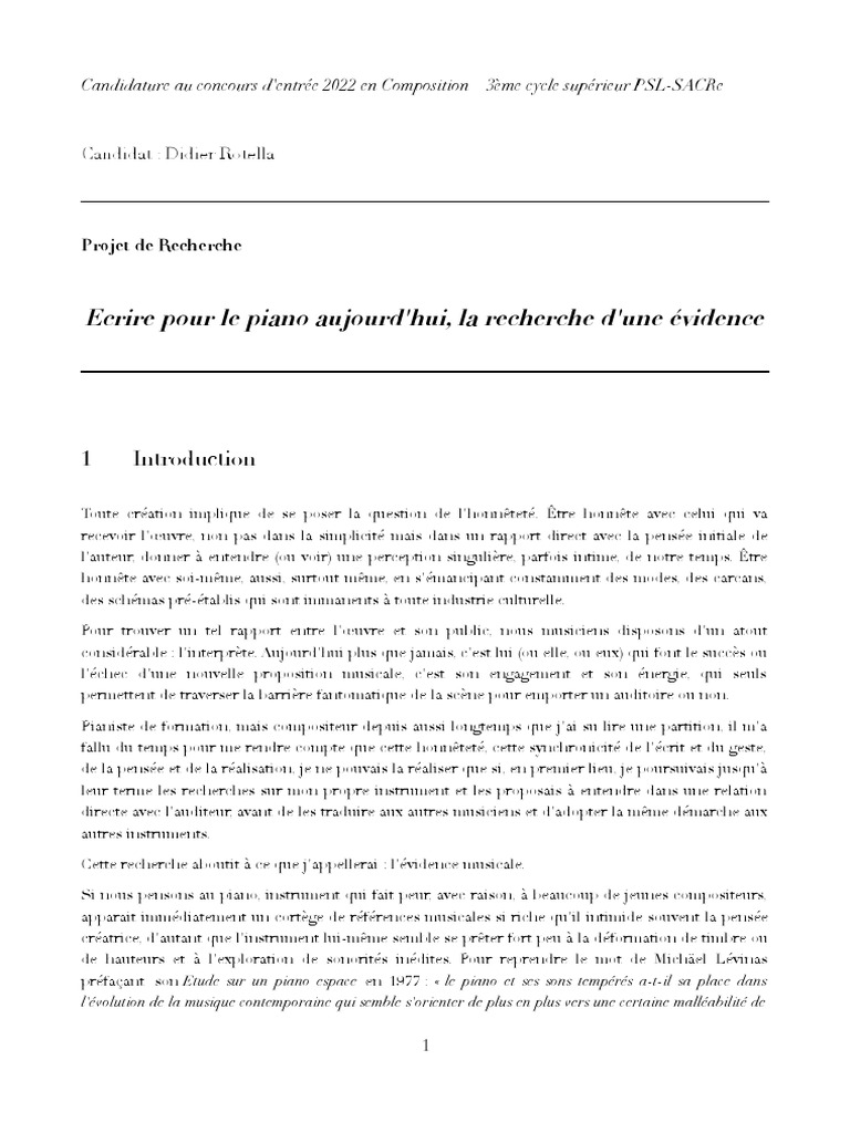 Projet de Thèse 2022 | PDF | Piano | Harmonie