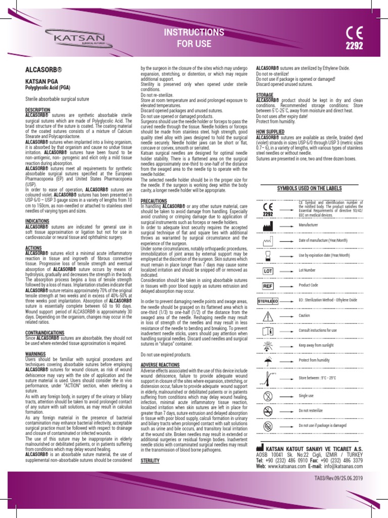 ALCASORB (Equivalent) | PDF | Surgical Suture | Wound