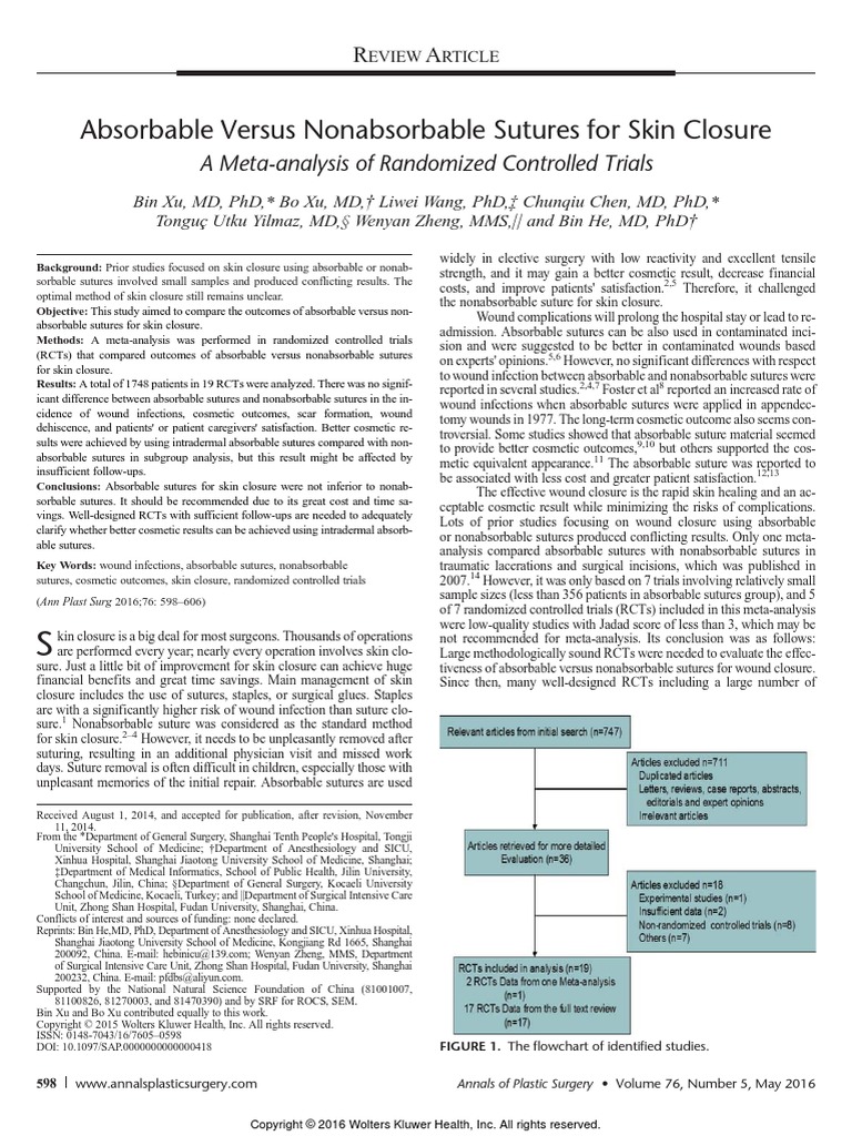Absorbable Versus Nonabsorbable Sutures For Skin Closure | PDF | Wound ...
