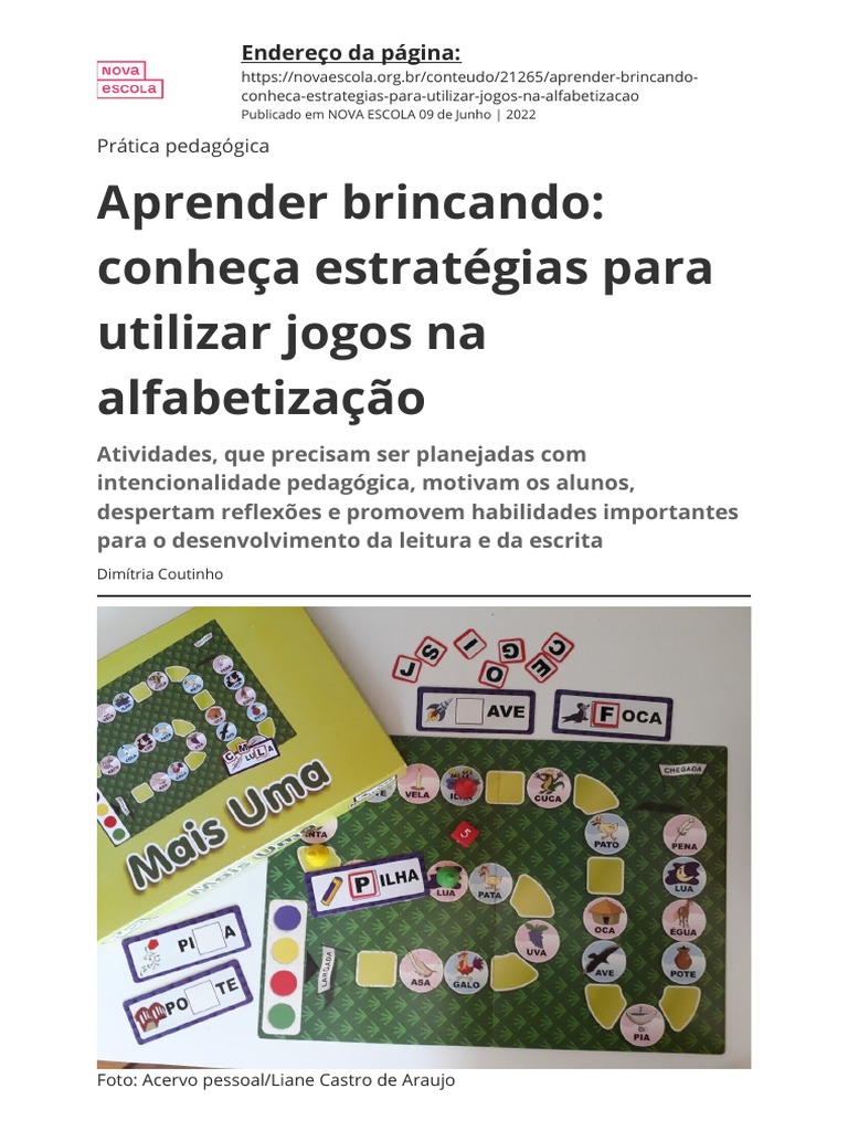 Jogos na Alfabetização: Estratégias Eficazes | PDF | Alfabetização ...