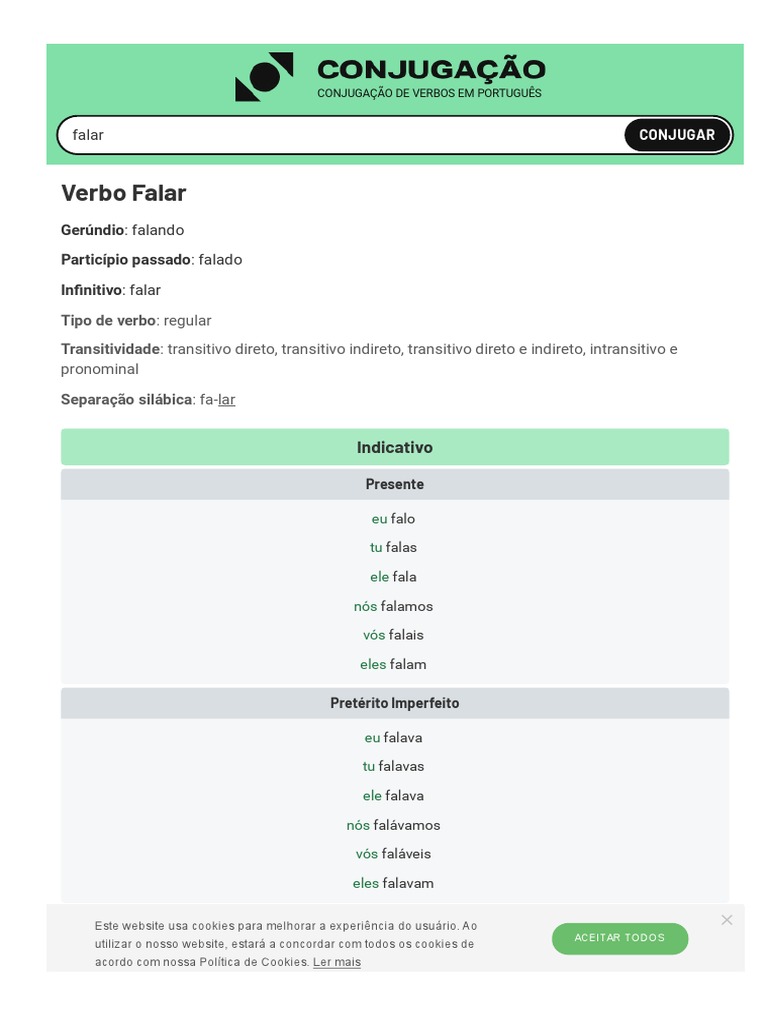 WWW Conjugacao Com BR Verbo Falar | PDF | Mecânica da linguagem ...