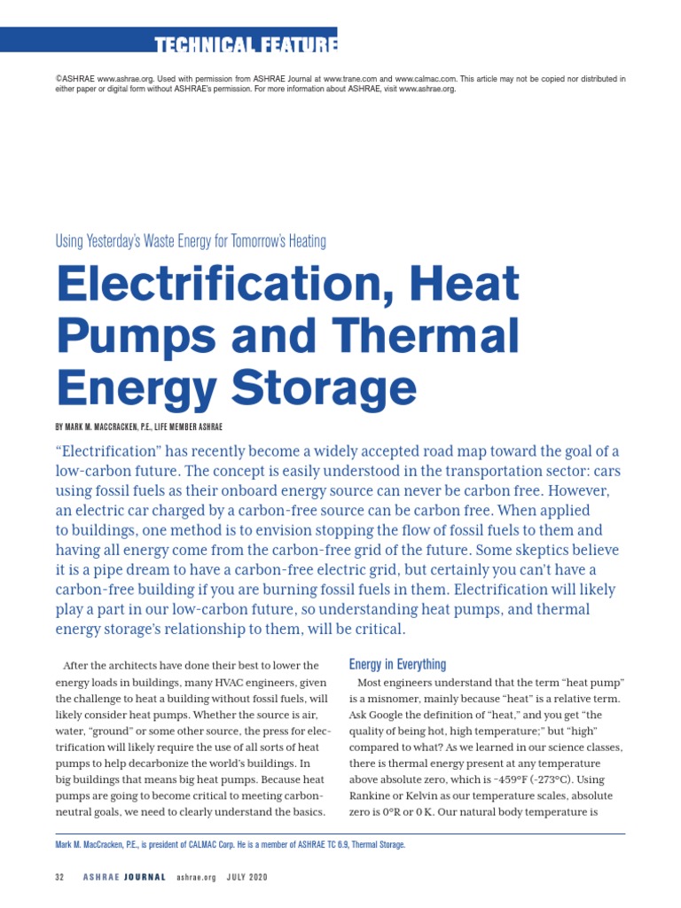 Electrification Heat Pumps and Thermal Energy Storage - ASHRAE Journal ...