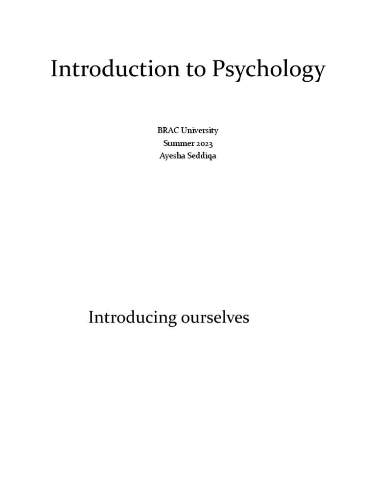 Lecture 1.Pptx Introduction to Psychology | PDF | Psychology | Mind Lecture 1.Pptx Introduction to Psychology | PDF | Psychology | Mind