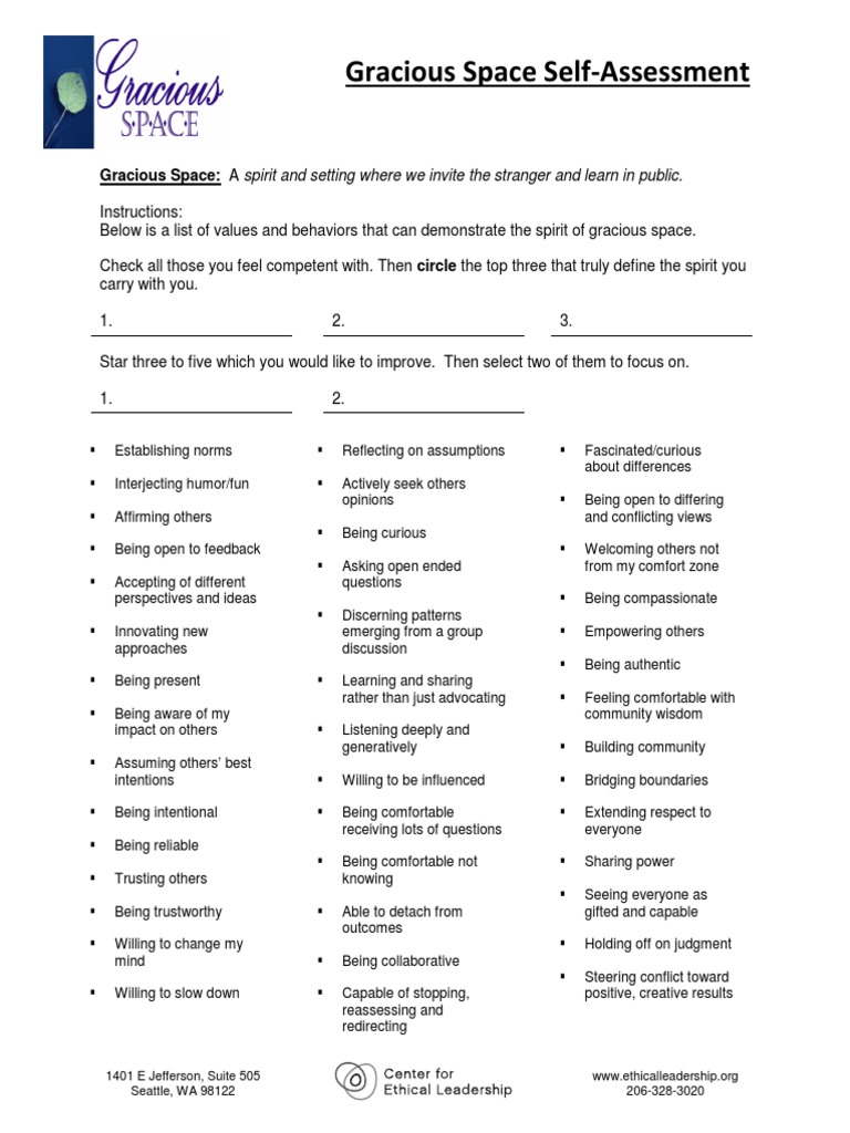 Gracious Space Self-Assessment Guide | PDF | Communication | Cognitive Science