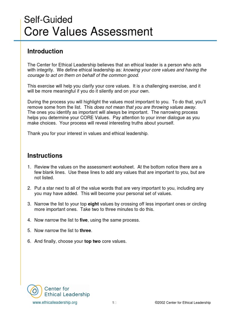 Core Values for Ethical Leaders | PDF | Leadership | Virtue