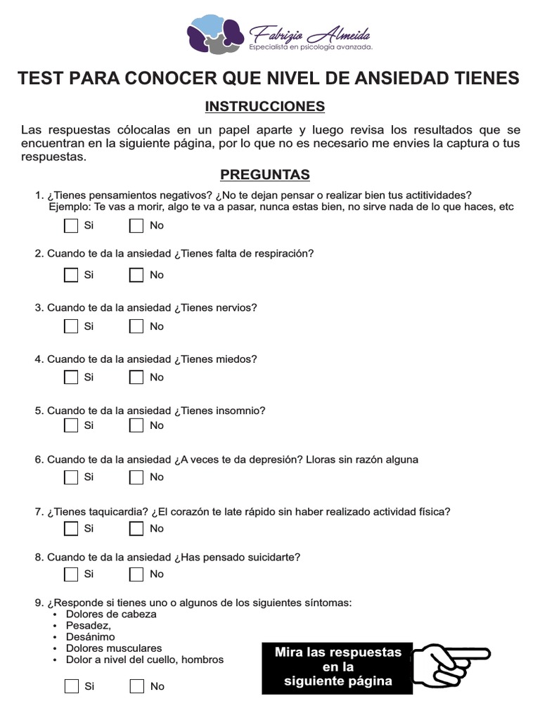 Test para Medir La Ansiedad | PDF | Crecimiento personal y profesional