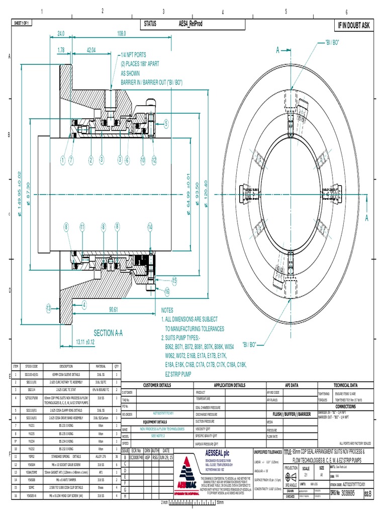 Doble Mechanical Seal - Aesseal | PDF | Pump | Applied And Interdisciplinary Physics