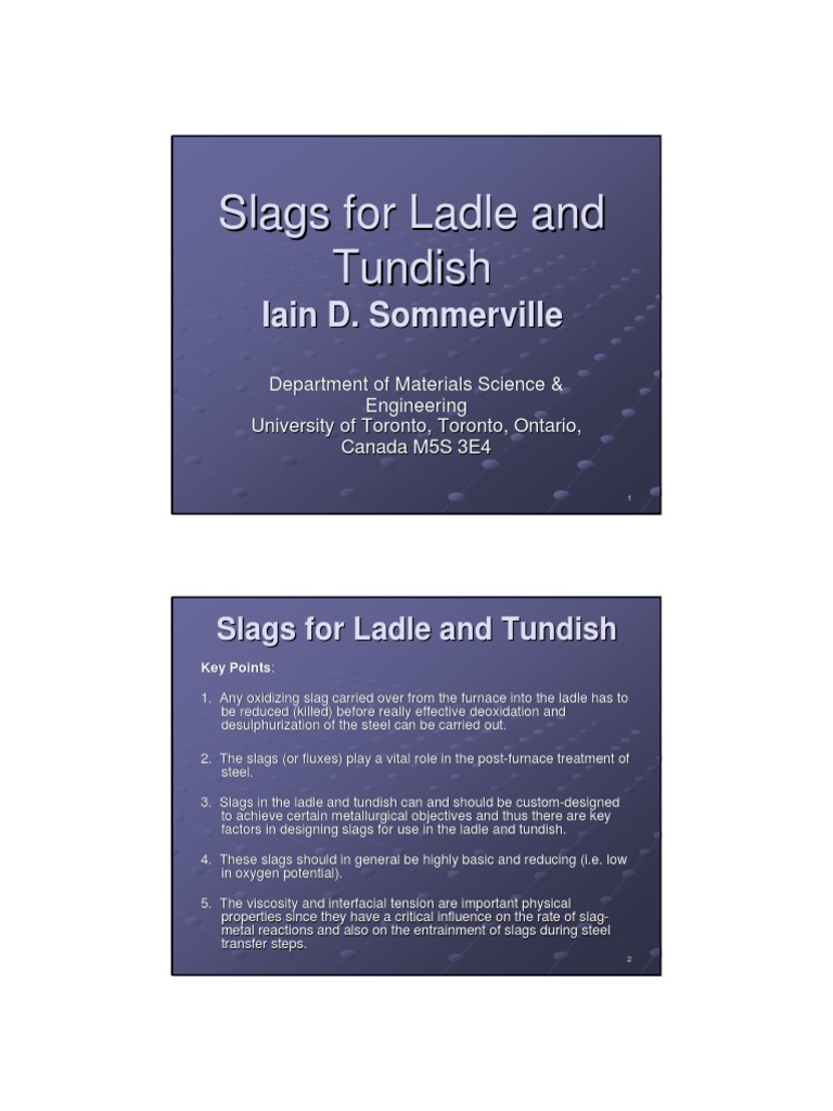 E Slags For Ladle and Tundish - IDS - 08 | PDF | Steel | Aluminium