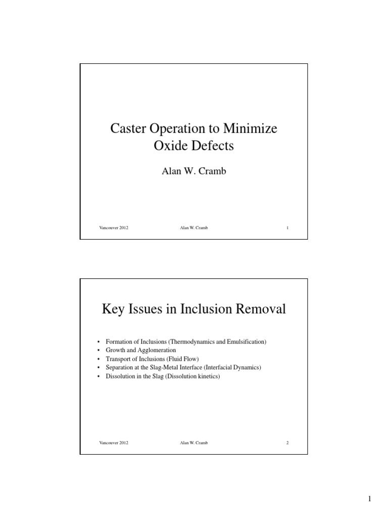 H - Caster Operations To-Minimize Oxide Defects AWC 2012 | PDF | Fluid ...