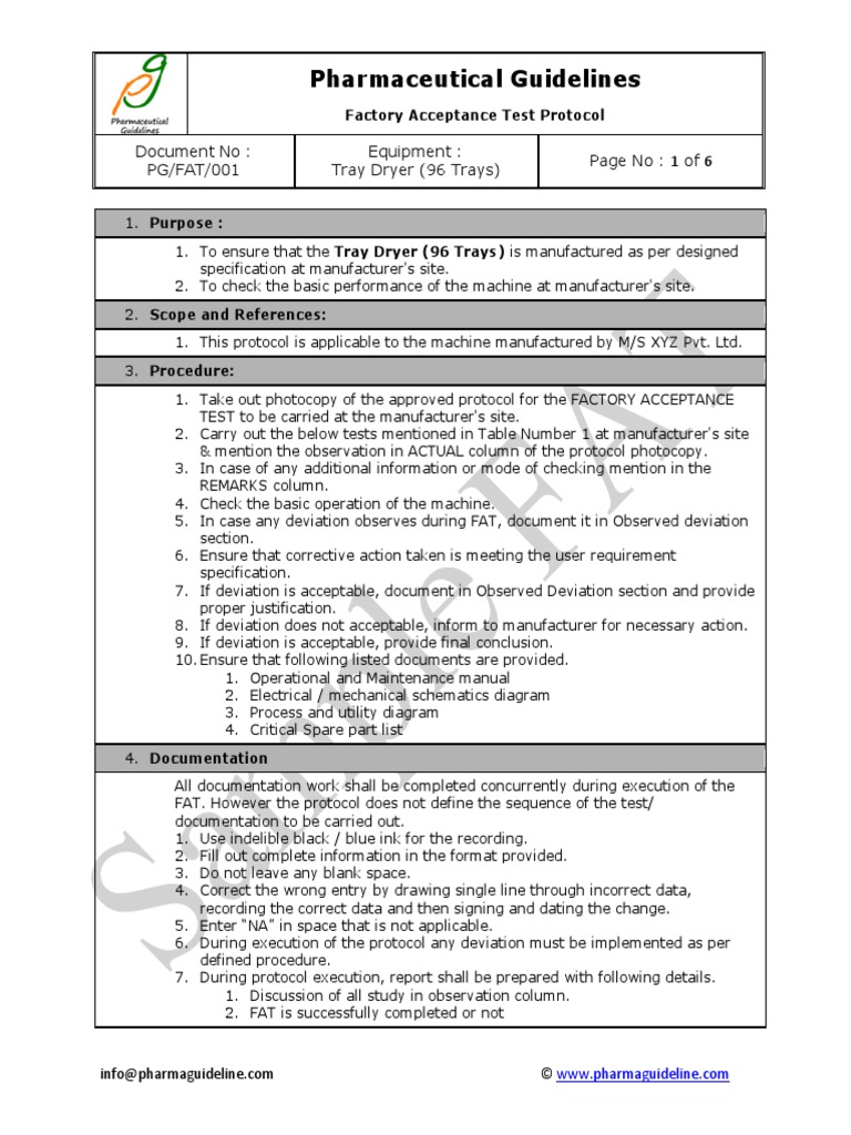 Sample FAT Protocol | PDF | Specification (Technical Standard)