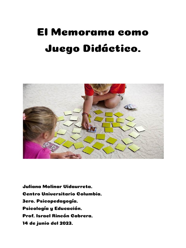 Memorama: Juego Didáctico y Creativo | PDF | Aprendizaje | Maestros
