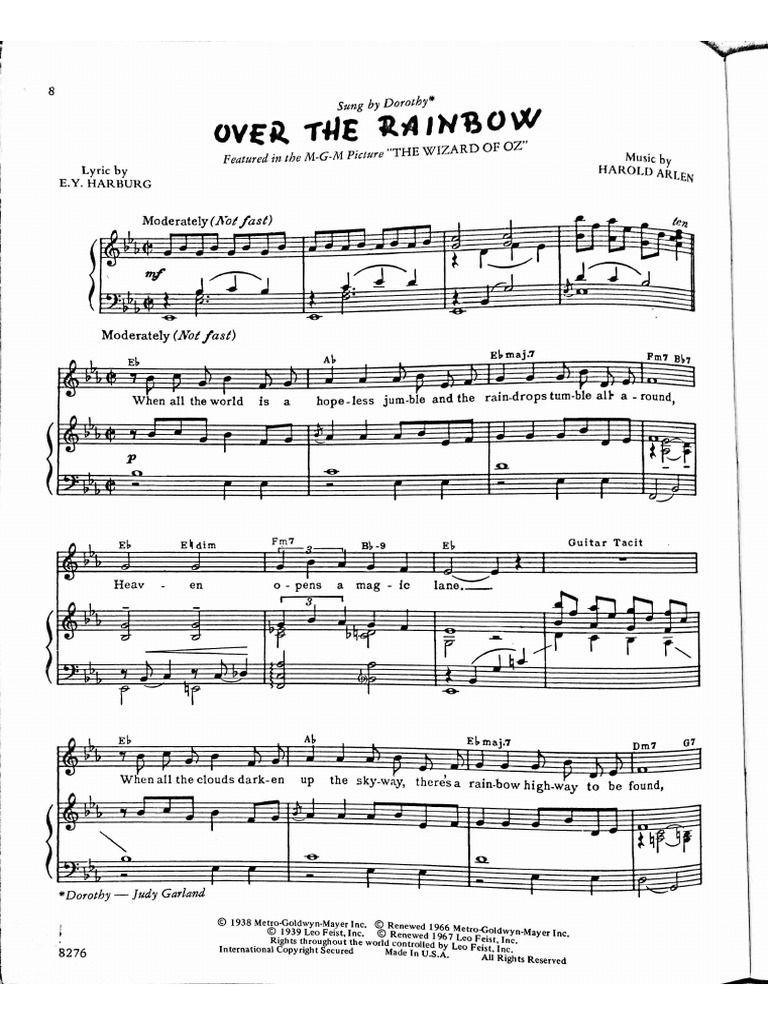 Somewhere Over The Rainbow Sheet Music2 | PDF