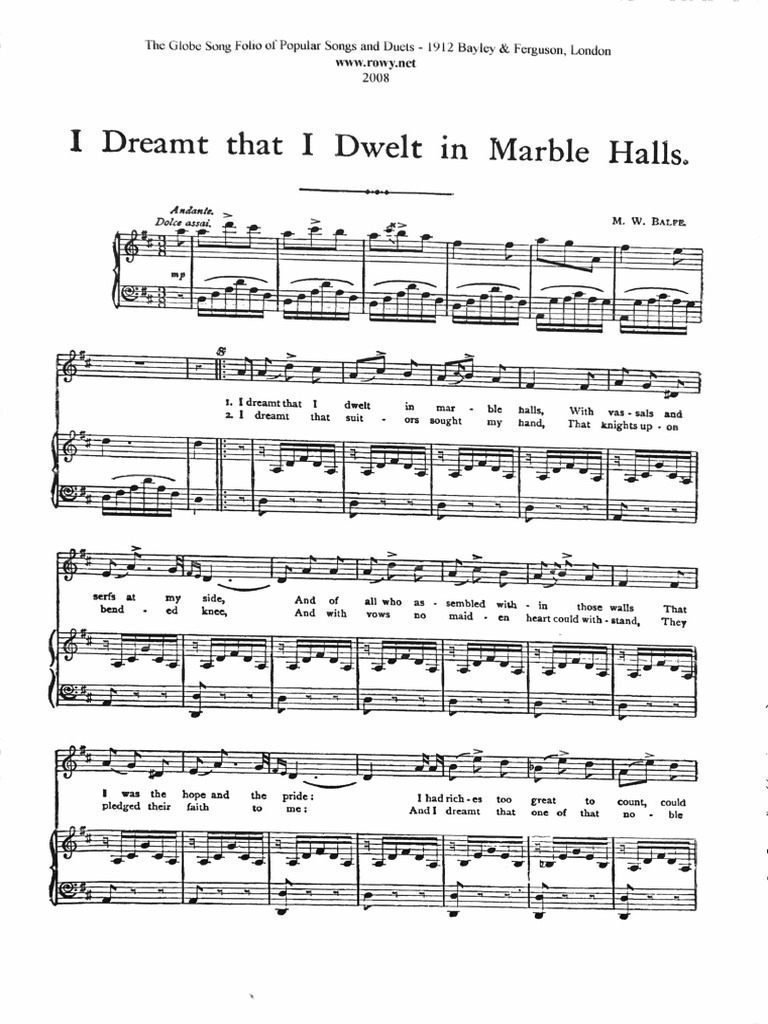 I Dreamt That I Dwelt in Marble Halls | PDF