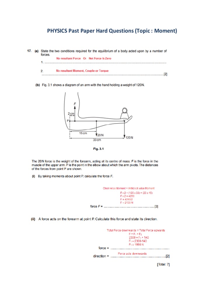 Hard Moments Questions for IGCSE Physics | PDF