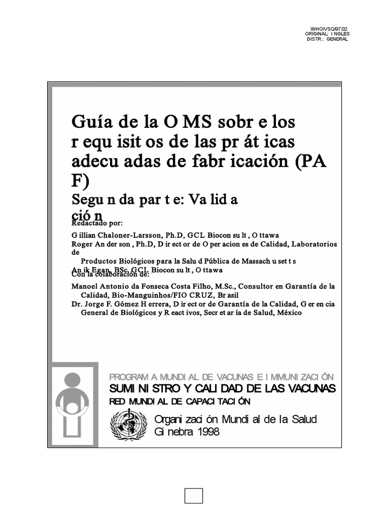 Guía de La OMS Sobre Las BPM | PDF | Calibración | Calidad (comercial)