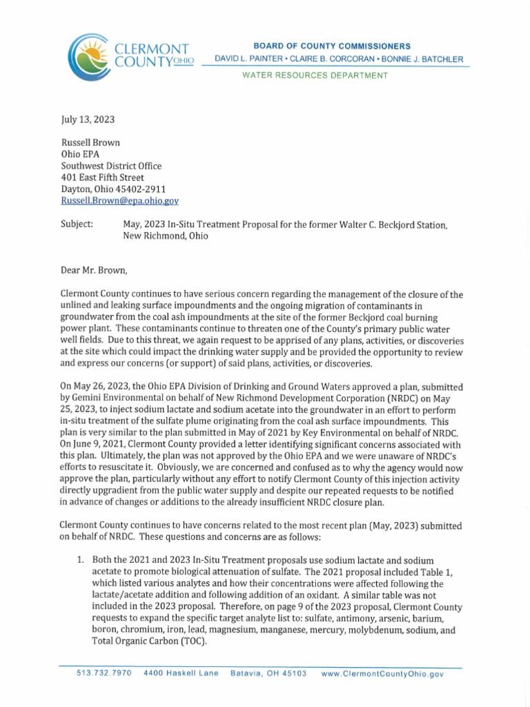 Ohio EPA Letter | PDF