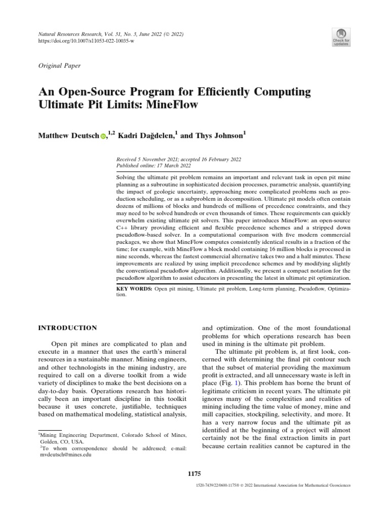 An Open-Source Program For Efficiently Computing Ultimate Pit Limits ... An Open-Source Program For Efficiently Computing Ultimate Pit Limits ...