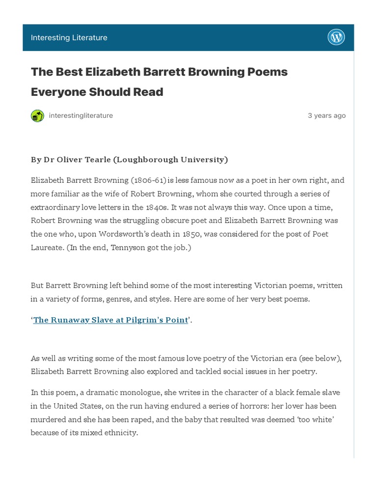 The Best Elizabeth Barrett Browning Poems Everyone Should Read ...