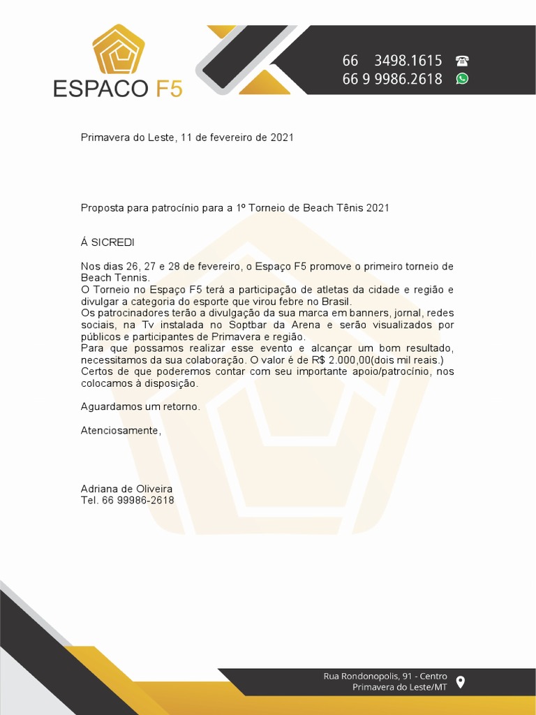 Carta Pedido de Patrocinio | PDF