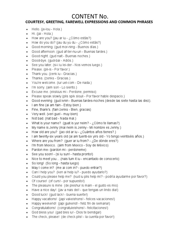 EXPRESIONES COURTESY-FAREWELL-AND-GREETINGS-EXPRESSIONS-No.-1 | PDF