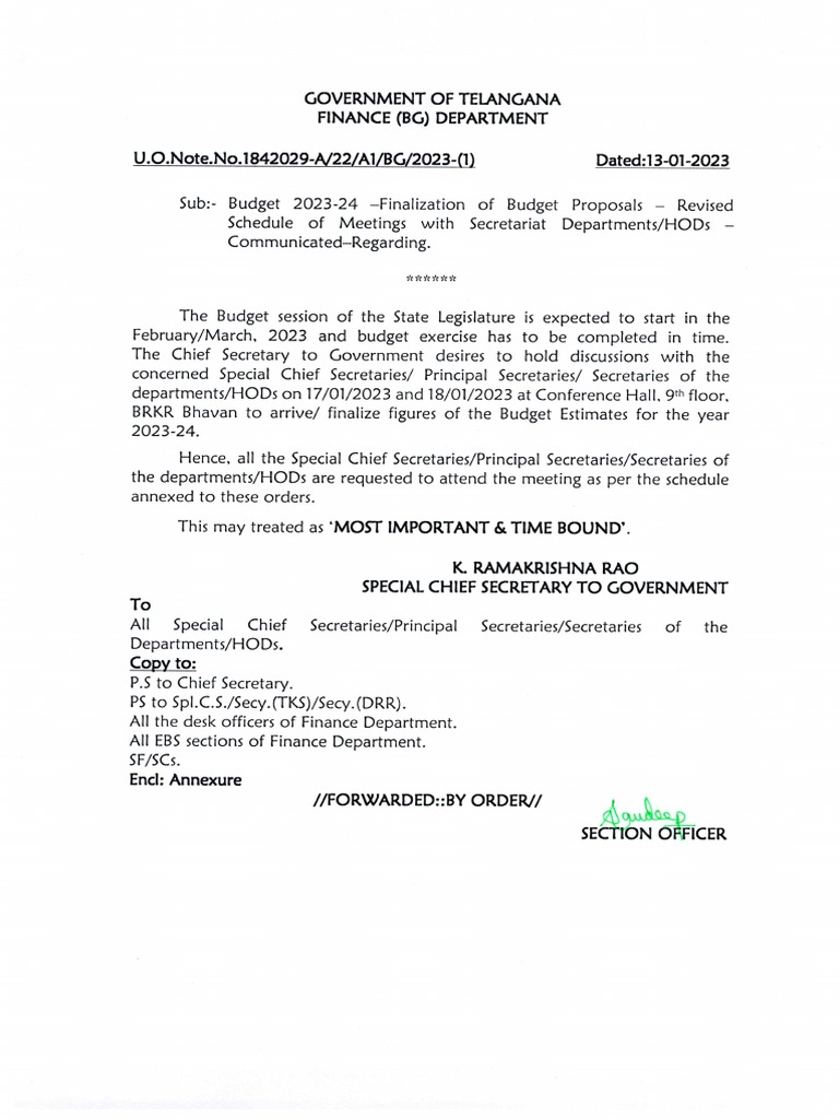 U.O.Note - Revised Schedule of Meetings | PDF