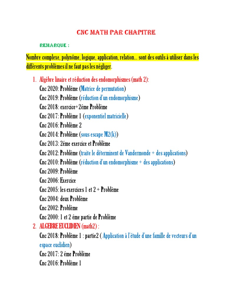 CNC Math Par Chapitre | PDF | Technologie et ingénierie