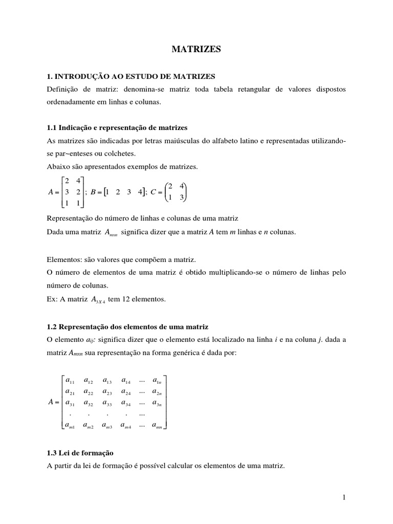 Resumo Matrizes e Determinantes | PDF | Matriz (Matemática) | Determinante