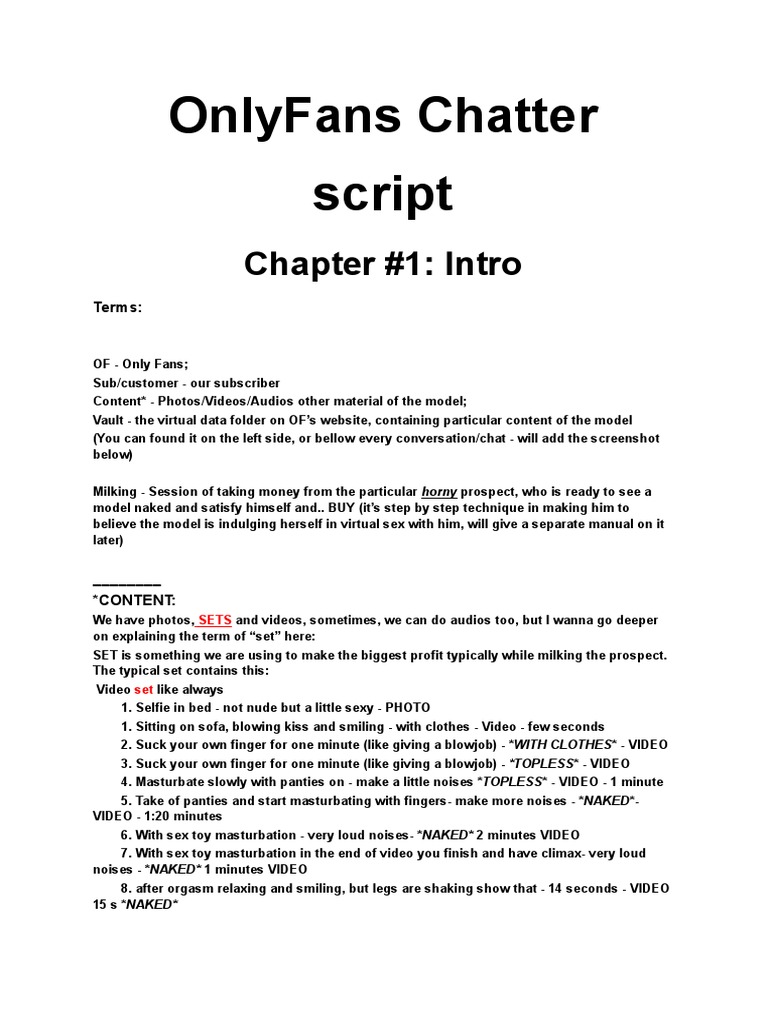OnlyFans Chatter Script | Download Free PDF | Romance (Love) | Hair
