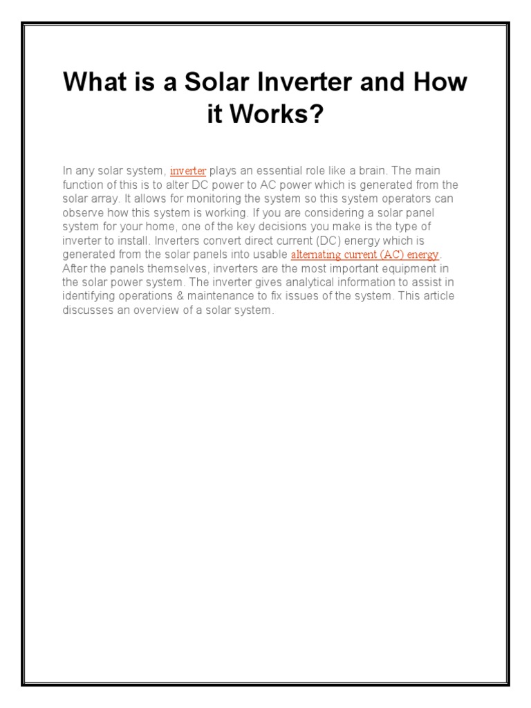 CONSTRUCTION of Solar Inverters | PDF | Photovoltaic System | Power ...