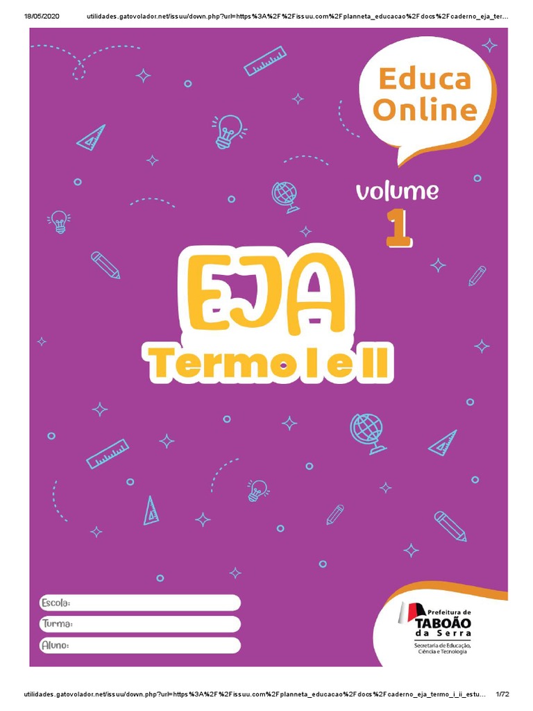 Revista Estude em Casa - EJA - Termo I e II - Volume 1 - Taboão | PDF