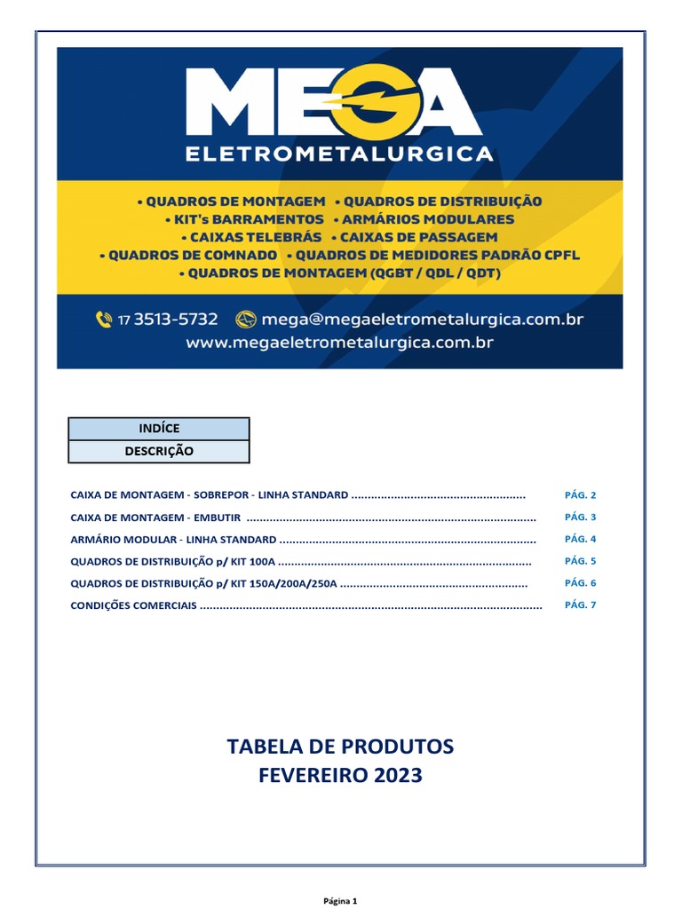 Tabela de Produtos - Mega - Fevereiro - 2023 | PDF | Materiais